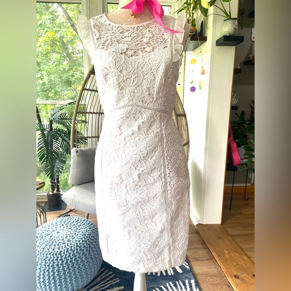 Lilly Pulitzer | Dresses | Lilly Pulitzer Maya Shift White Floral Lace ...